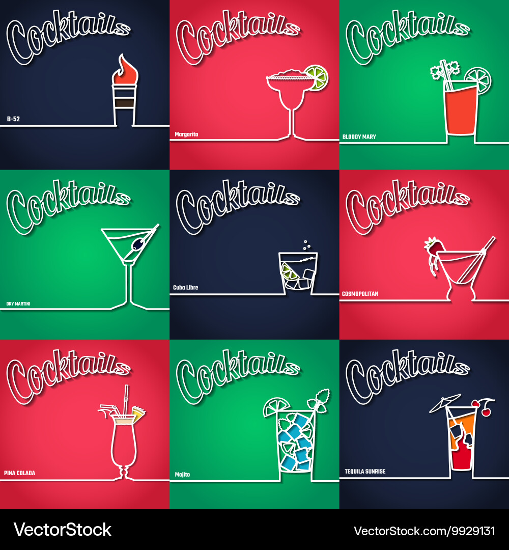 Cocktail background outline 1 Royalty Free Vector Image