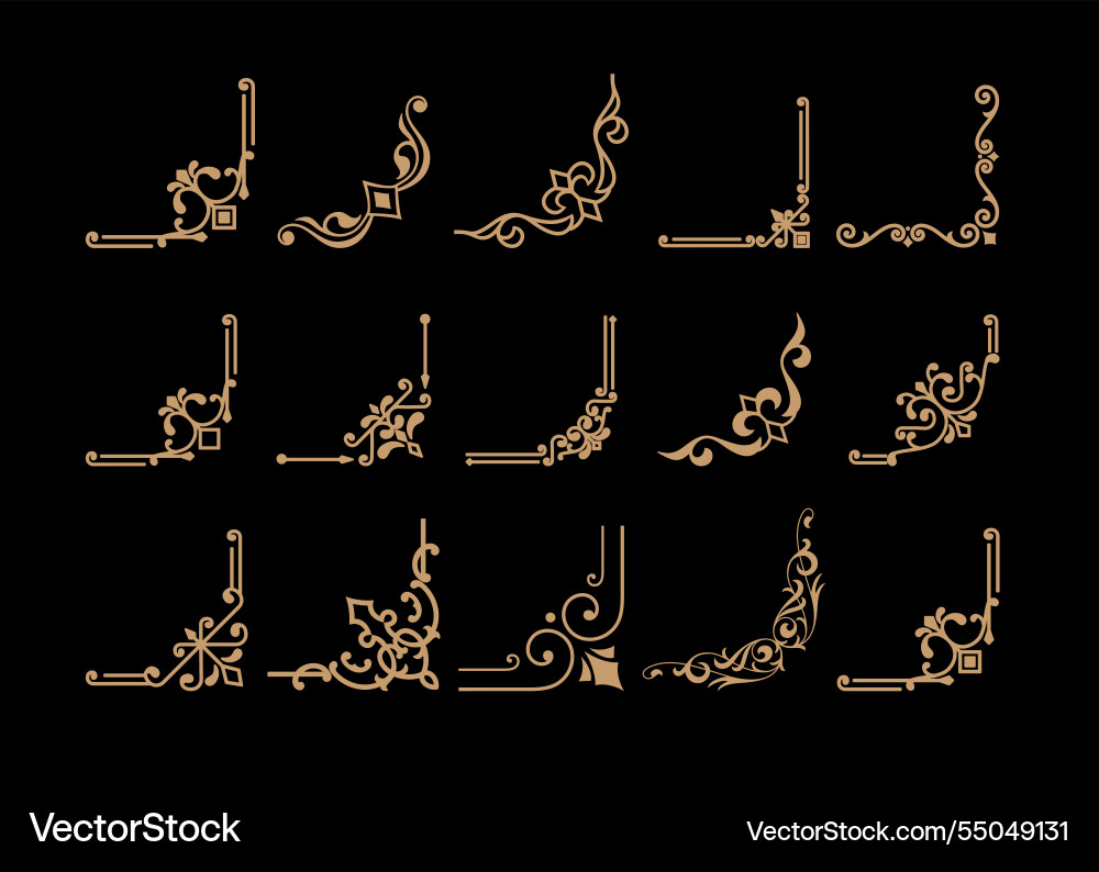 Corner borders clip art frame ornament Royalty Free Vector