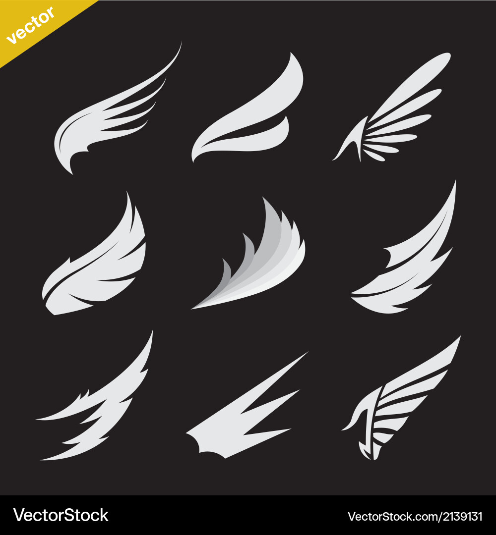 Elegant Wing Icon Set Royalty Free Vector Image