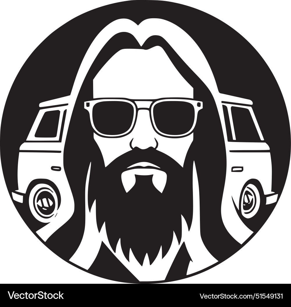 Hippie - black and white Royalty Free Vector Image