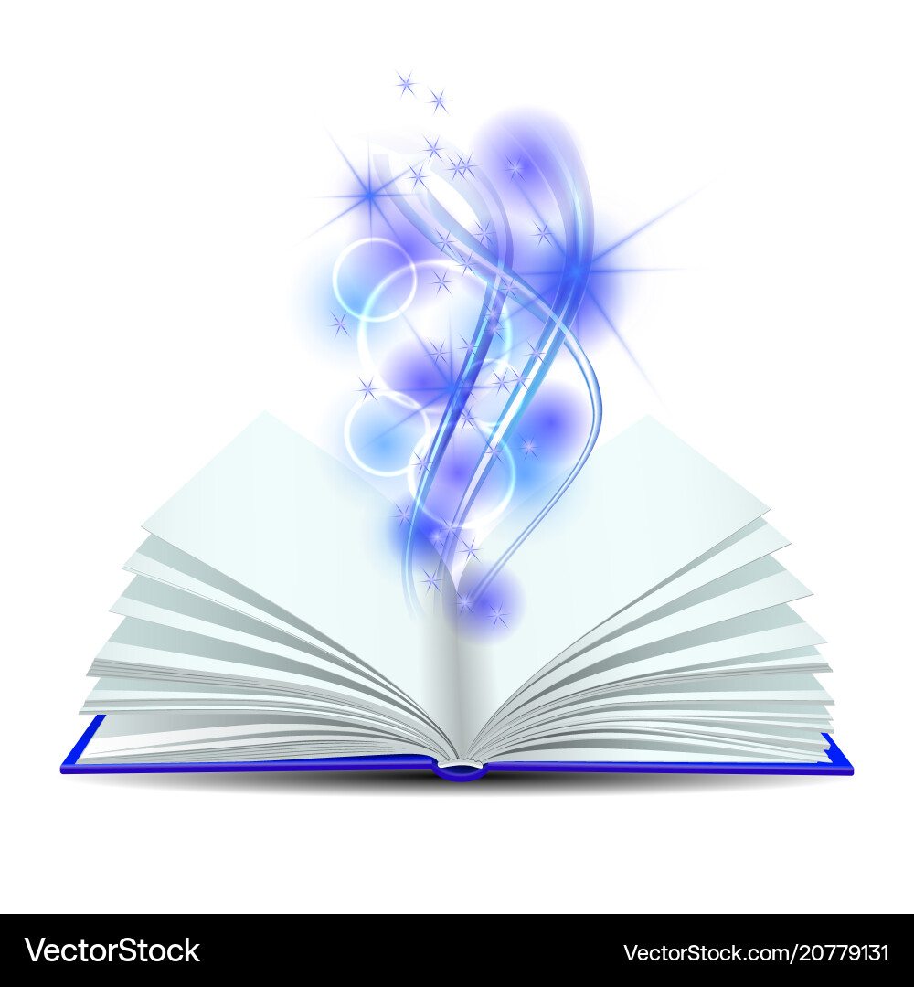 Open book with magic light Royalty Free Vector Image