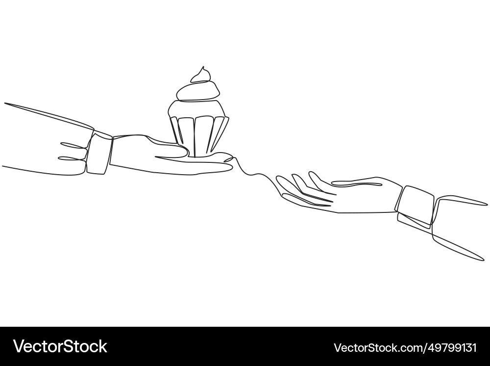 Single continuous line drawing hand giving Vector Image