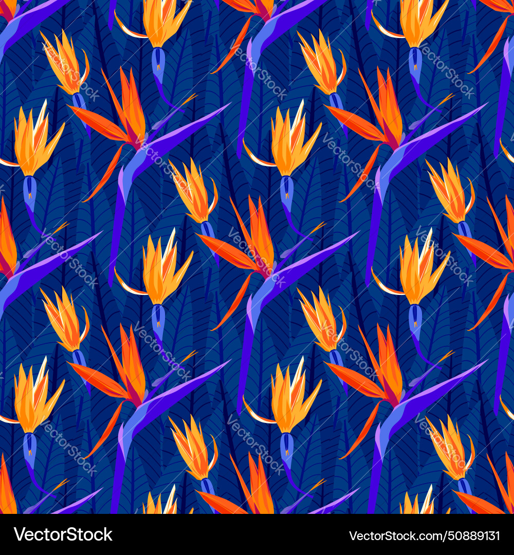 Tropical flower seamless pattern with modern Vector Image