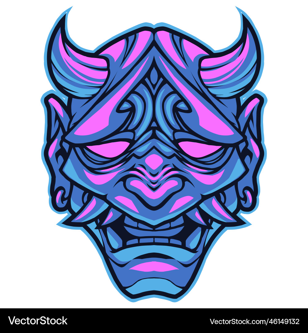 Demon head with mask logo gaming Royalty Free Vector Image