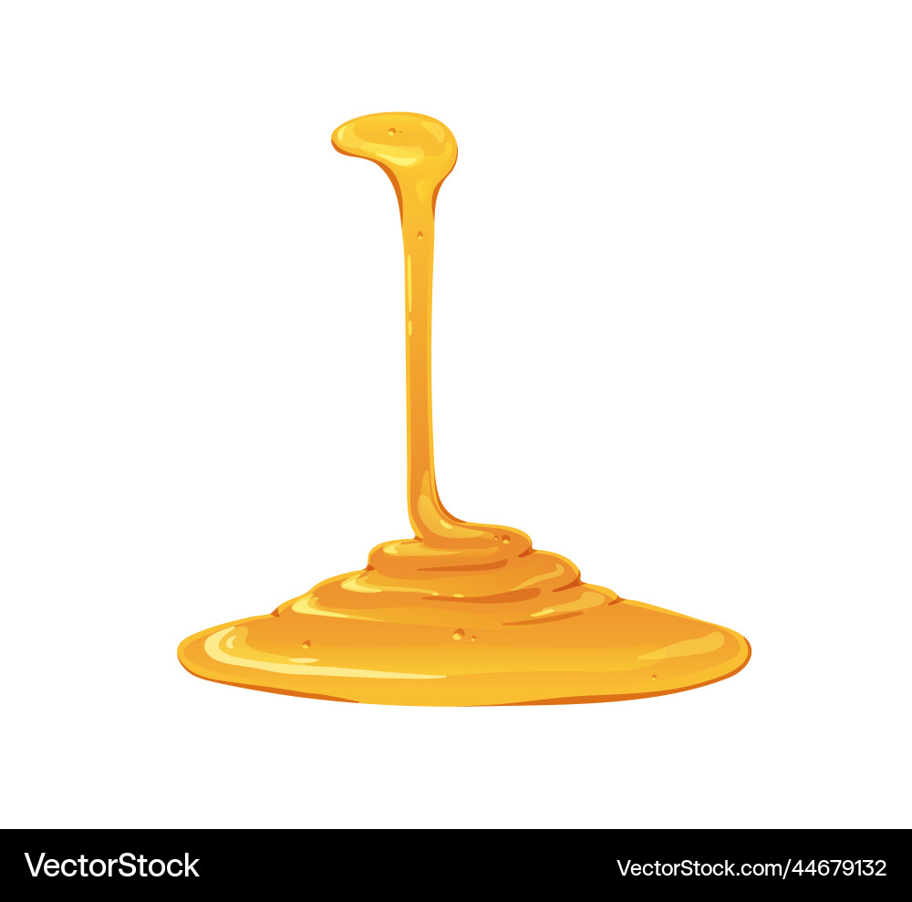 Honey trickle thin stream pouring into yellow Vector Image