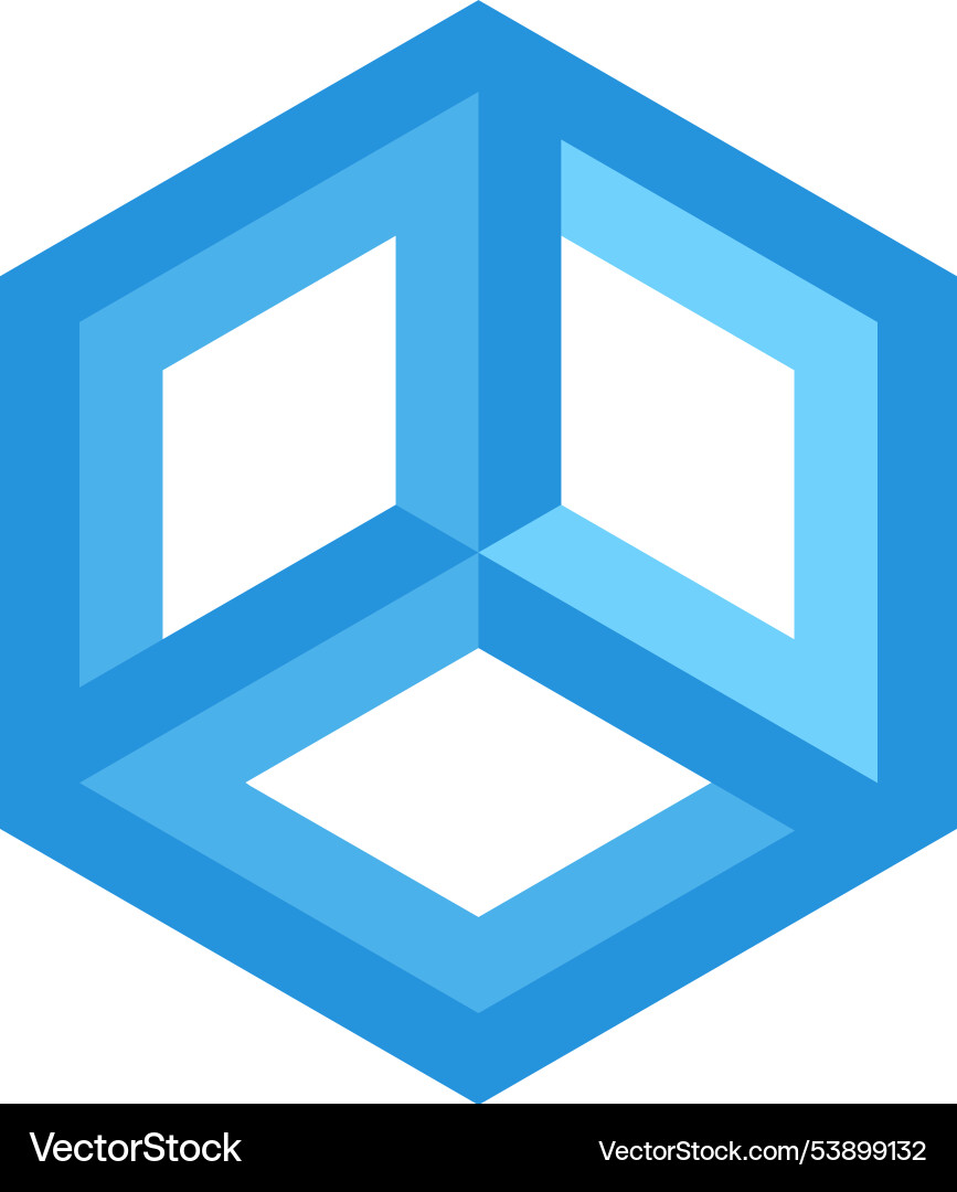 Infinite cube logo optical illusion color symbol Vector Image