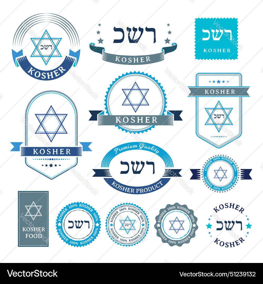 Kosher labels collection set of emblems stamps Vector Image