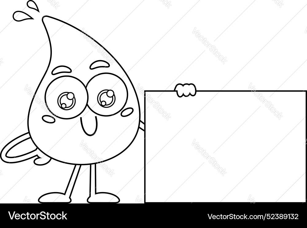 Outlined water drop cartoon character Royalty Free Vector