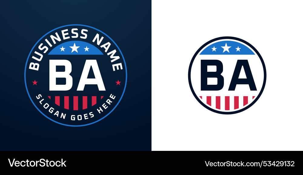 Patriotic ba logo design letter ba logo with Vector Image