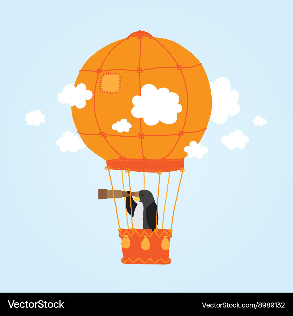 Penguin in clouds Royalty Free Vector Image - VectorStock