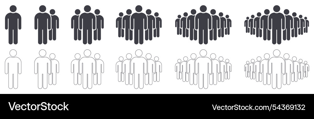 People crowd team symbol icons set group Vector Image