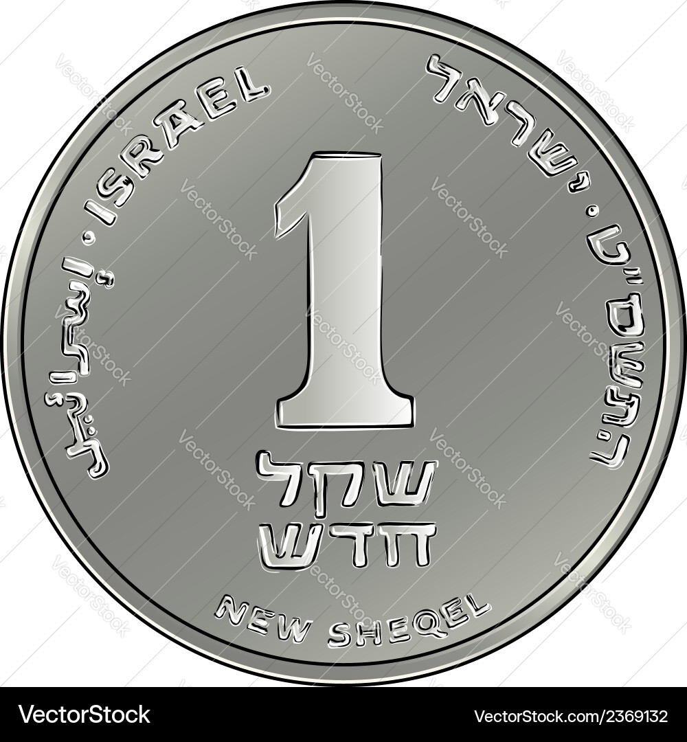 Reverse israeli silver money one shekel coin Vector Image