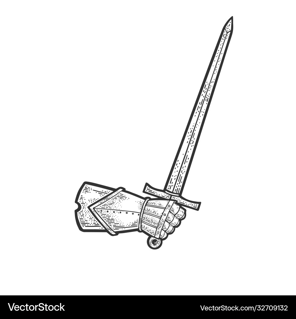Sword in hand knight sketch Royalty Free Vector Image
