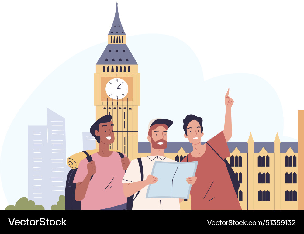 Tourists ask way tourist backpack asking locals Vector Image