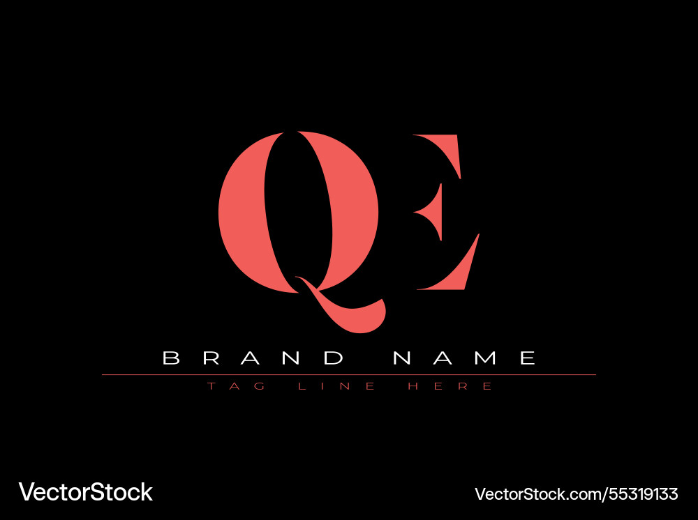 Abstract letter qe minimal logo design template Vector Image
