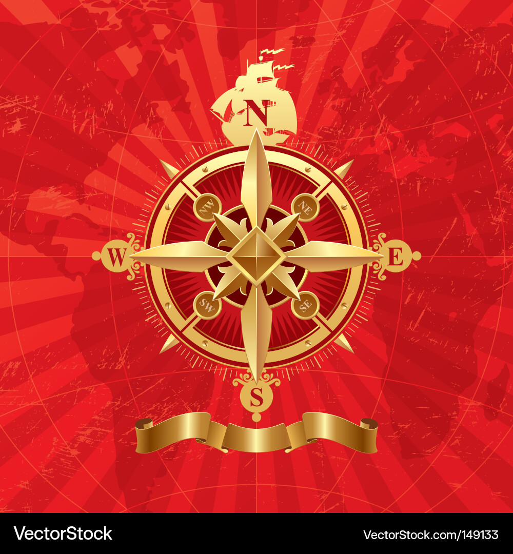 Antique Golden Compass Rose Royalty Free Vector Image