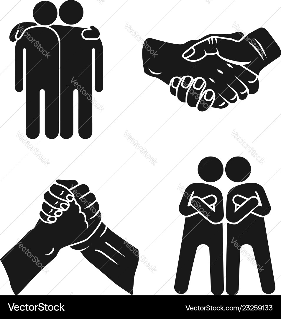 Brotherhood icon set simple style Royalty Free Vector Image