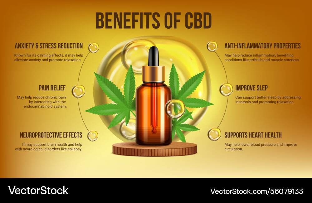 Cbd benefits infographics Royalty Free Vector Image