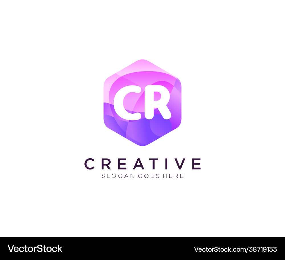 Cr initial logo with colorful hexagon modern Vector Image