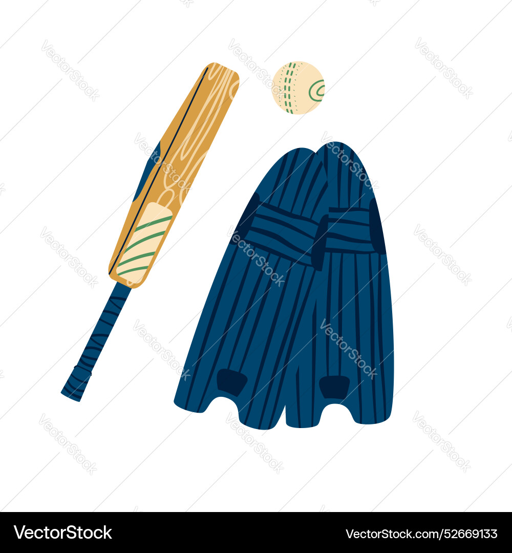 Cricket equipment isolated on white background Vector Image