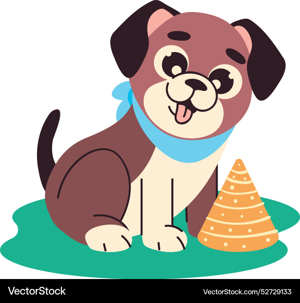 Cute dog with party cap Royalty Free Vector Image