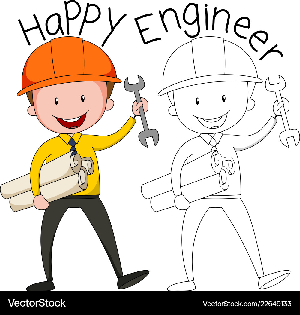 Doodle graphic of engineer Royalty Free Vector Image