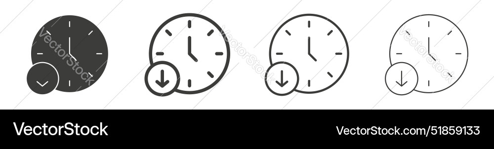 Down time and efficiency icon set reduced Vector Image