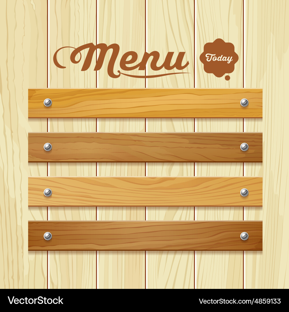 Menu wood board design background Royalty Free Vector Image