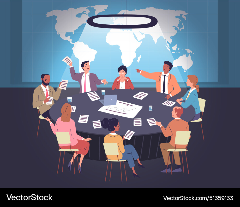 Negotiation table political meeting or board Vector Image