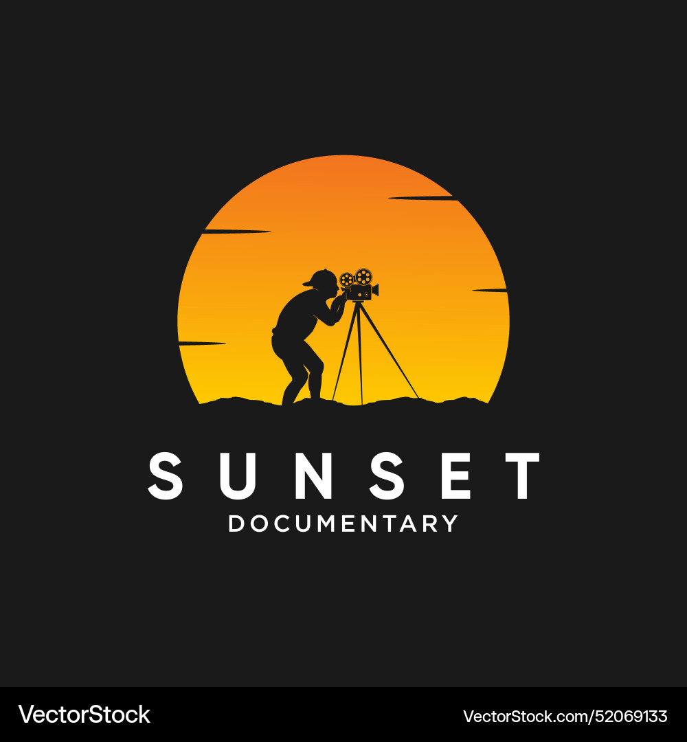Silhouette sunset documentary premium Royalty Free Vector