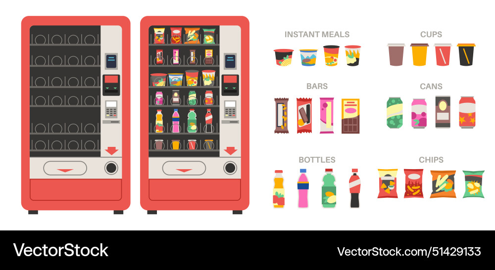 Vintage vending snack machine empty and full Vector Image