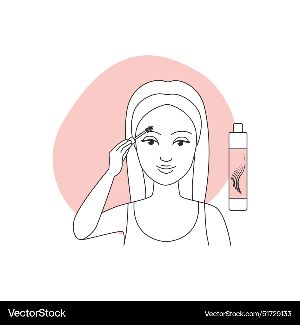 Woman Applying Eyebrow Makeup Holding Brush Vector Image