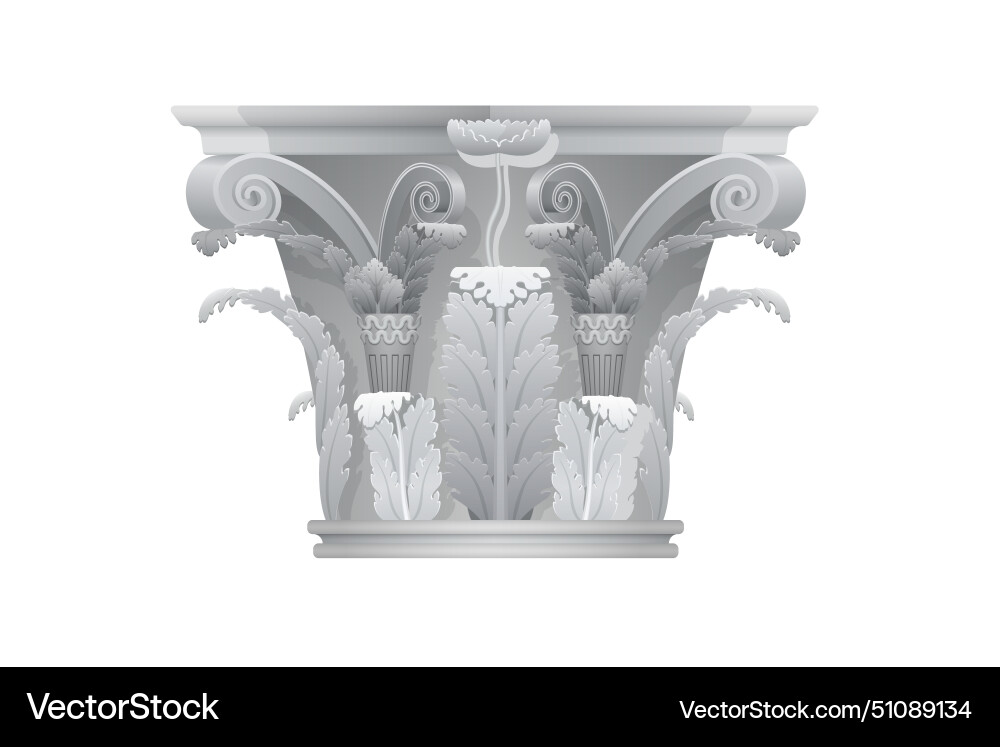 3d greek pillar realistic chapiter with stylized Vector Image