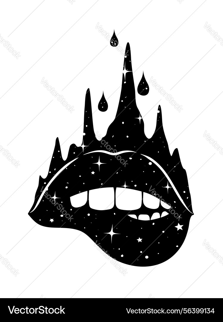 Abstract fantasy biting lips Royalty Free Vector Image