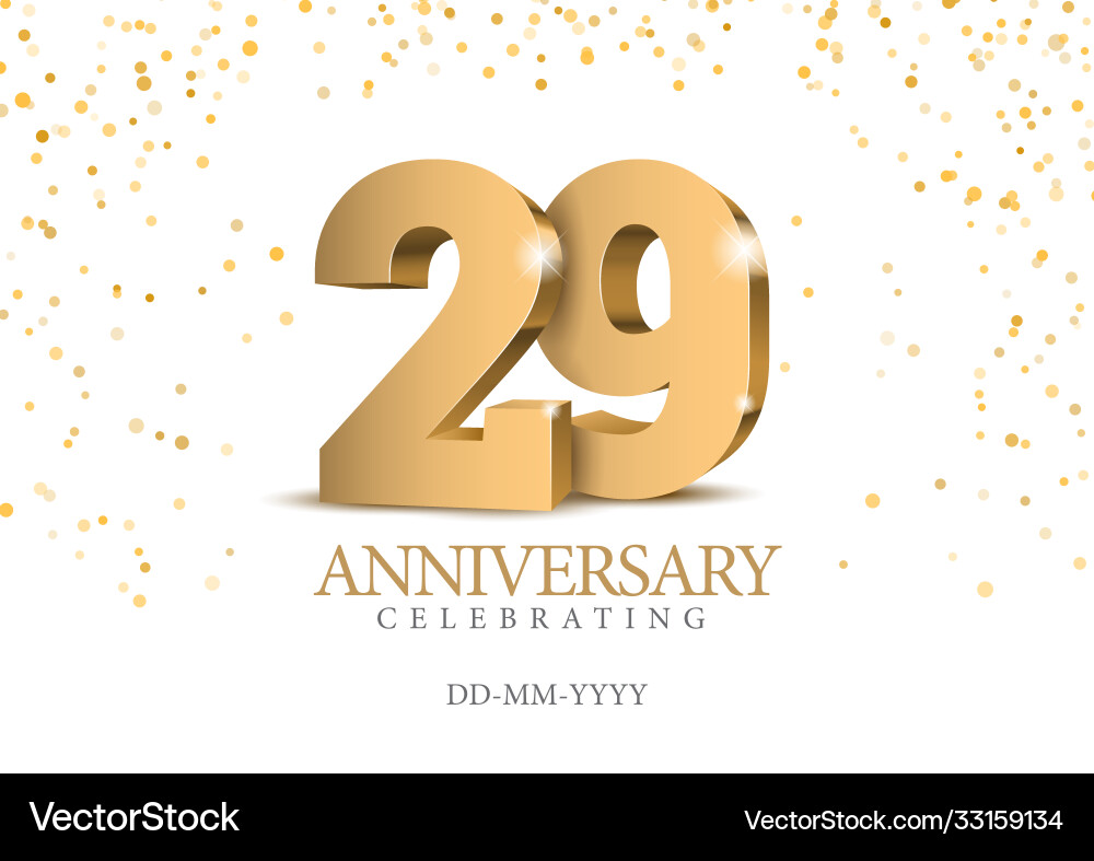 Anniversary 29 gold 3d numbers Royalty Free Vector Image