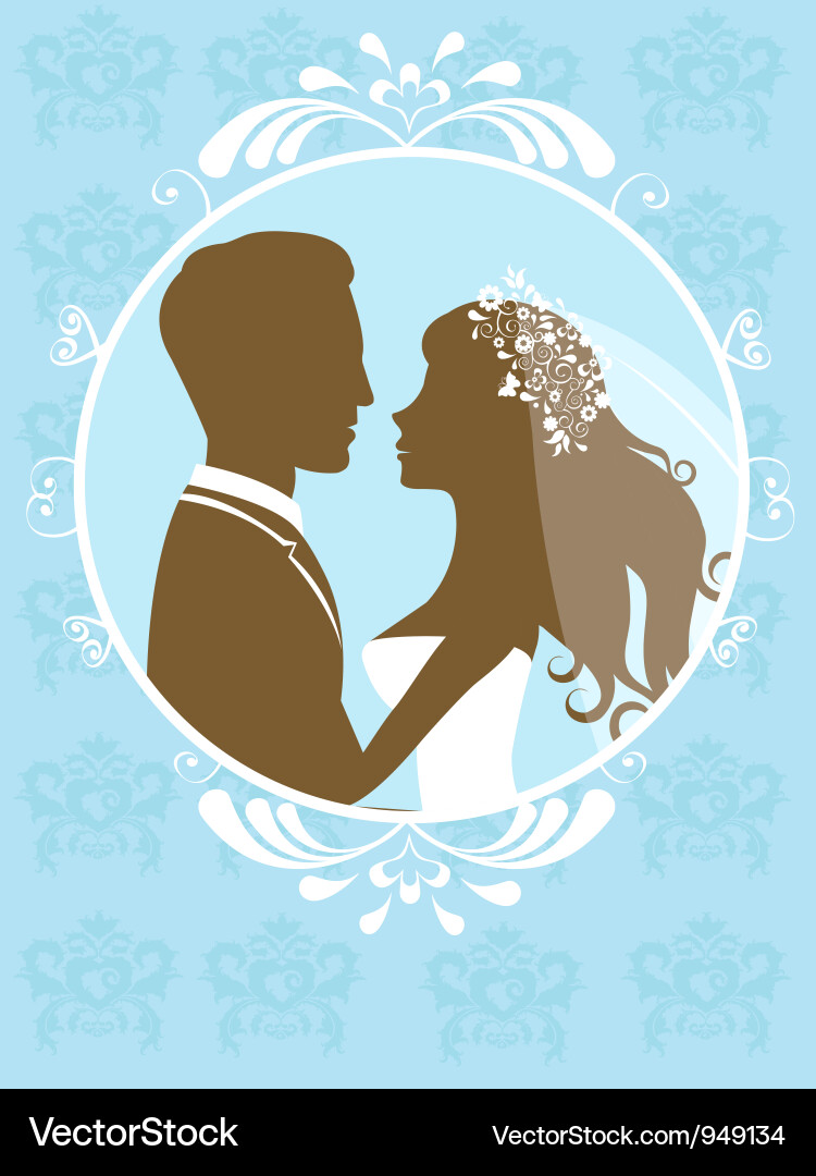 Bride and groom in frame Royalty Free Vector Image