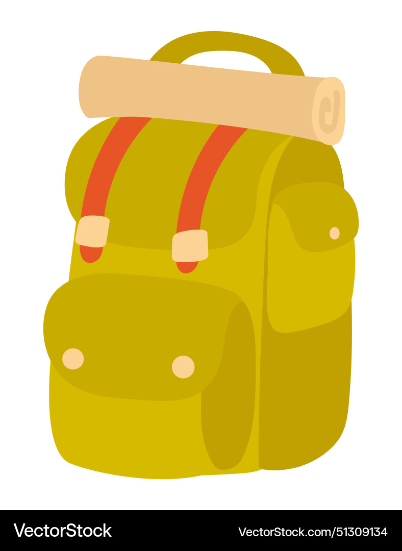 Camping backpack with mat in flat design hiking Vector Image