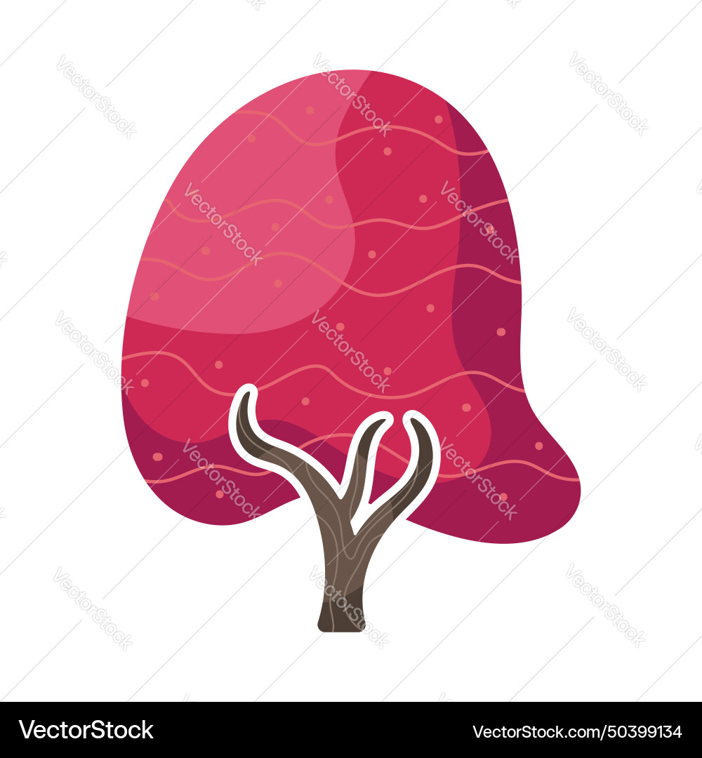 Cartoon flat red tree clipart cute element Vector Image