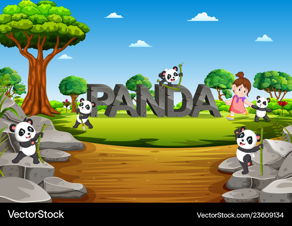 Cute Panda Alphabet Play Royalty Free Vector Image
