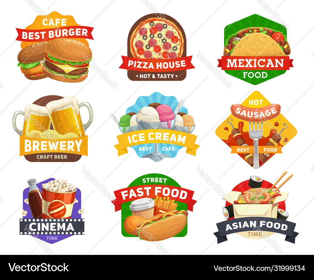 Fast Food & Restaurant Icons Royalty Free Vector Image