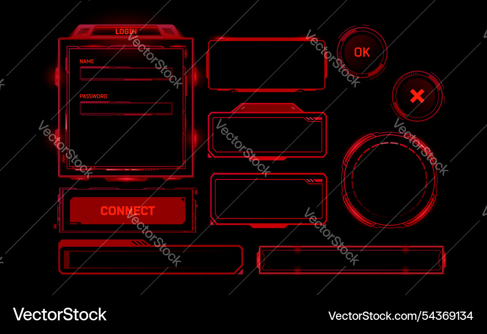 Futuristic red interface elements Royalty Free Vector Image