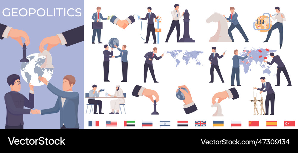 Geopolitics flat composition Royalty Free Vector Image