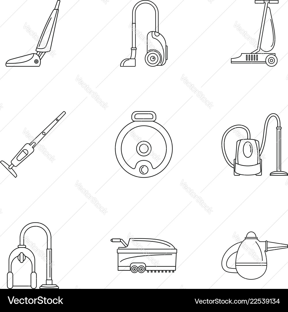 Modern carpet sweeper icon set outline style Vector Image