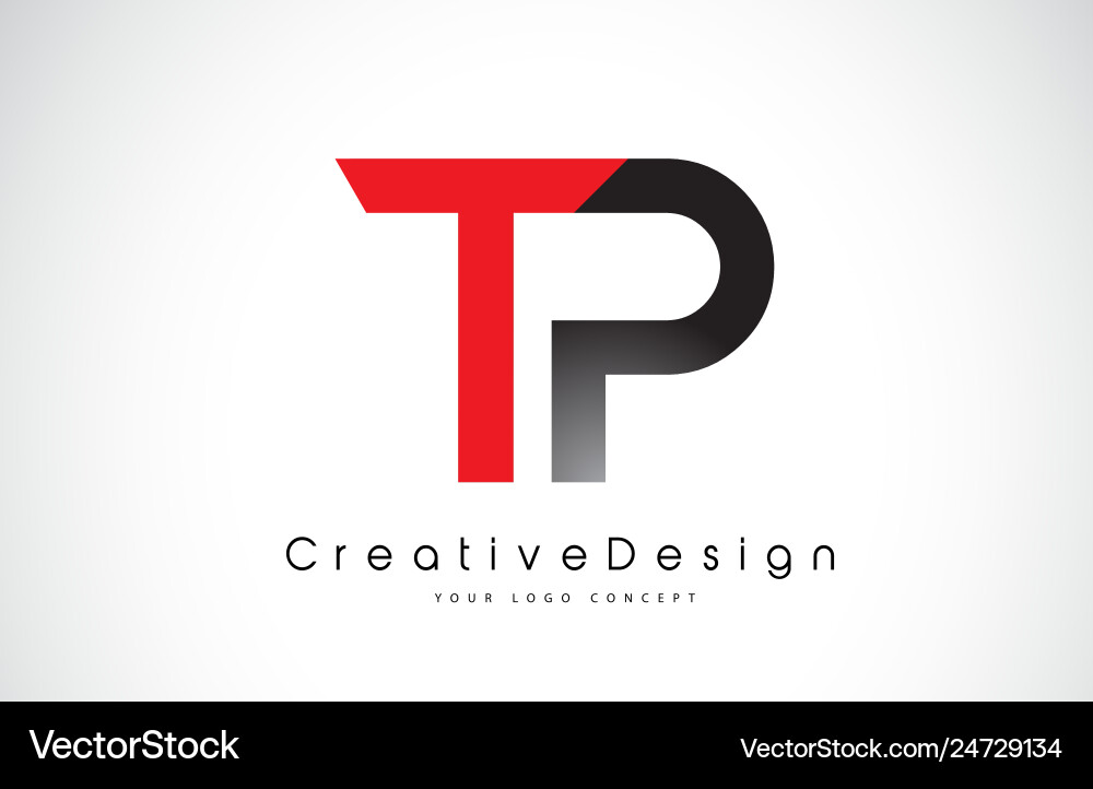 Red and black tp t p letter logo design creative Vector Image