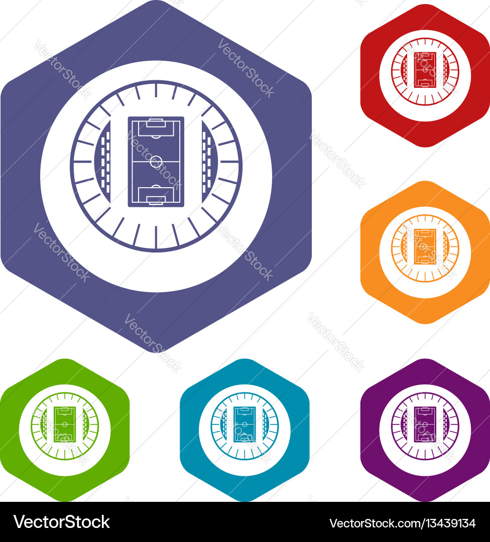 Runde Stadion-Top-Icons-Set Lizenzfreies Vektorbild