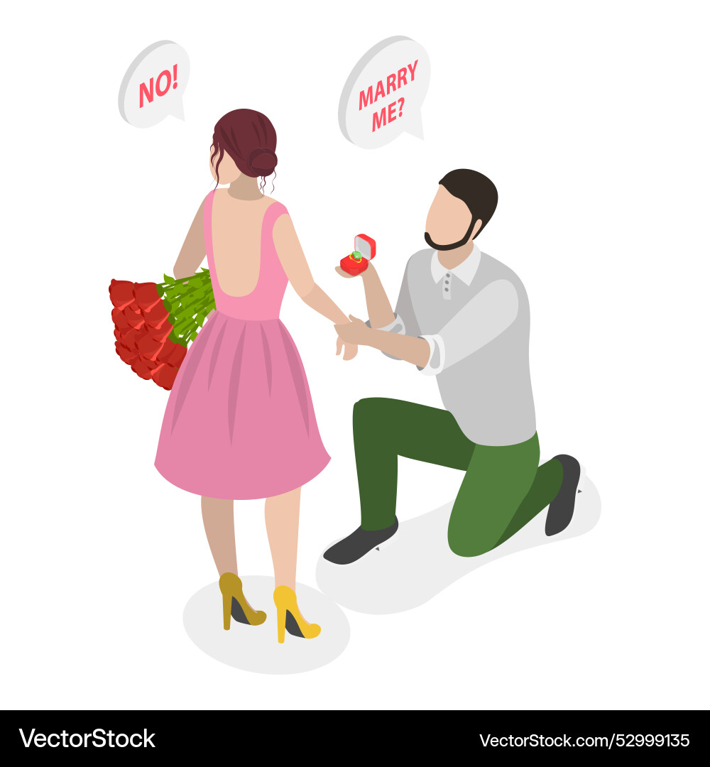 3d isometric flat of marriage Royalty Free Vector Image