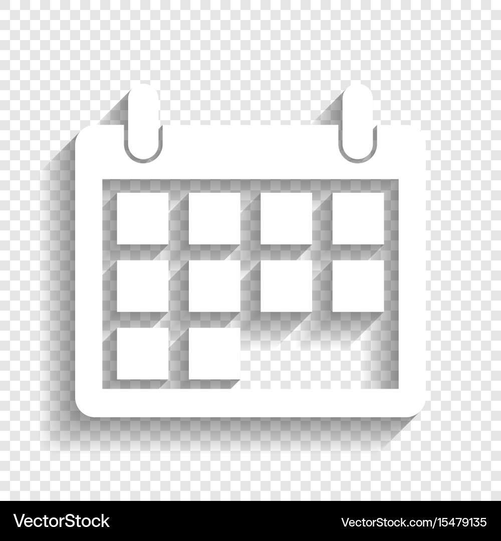 Calendar Icon - White Royalty Free Vector Image