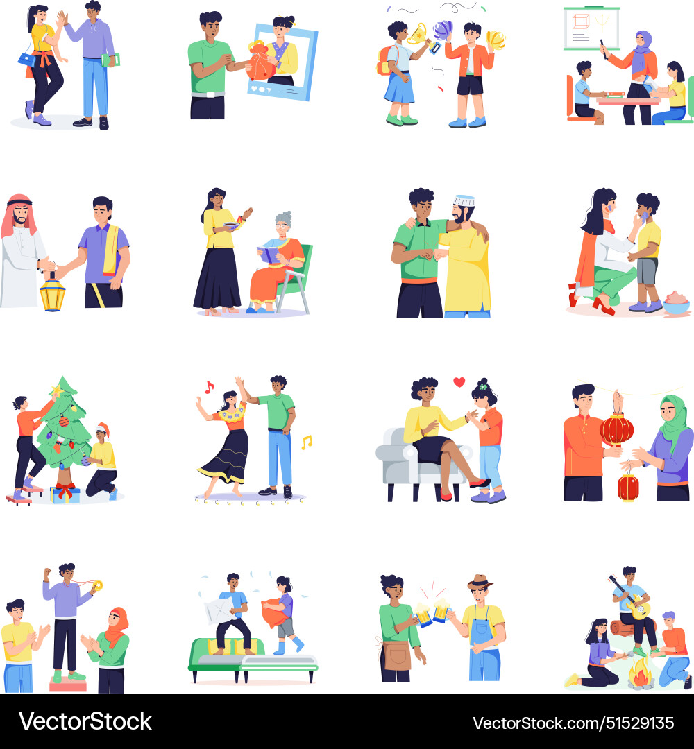 Set of cultural diversity flat Royalty Free Vector Image