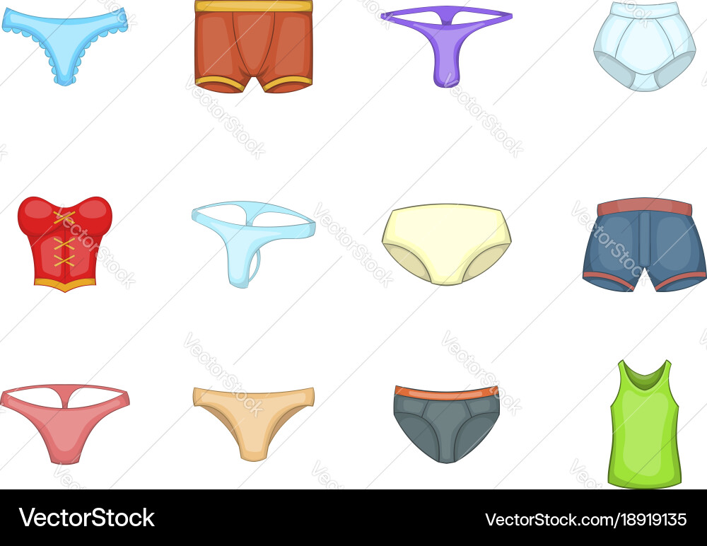 Underwear icon set cartoon style Royalty Free Vector Image