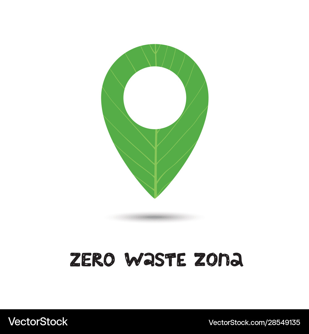 Zero waste zone green location icon eco Royalty Free Vector